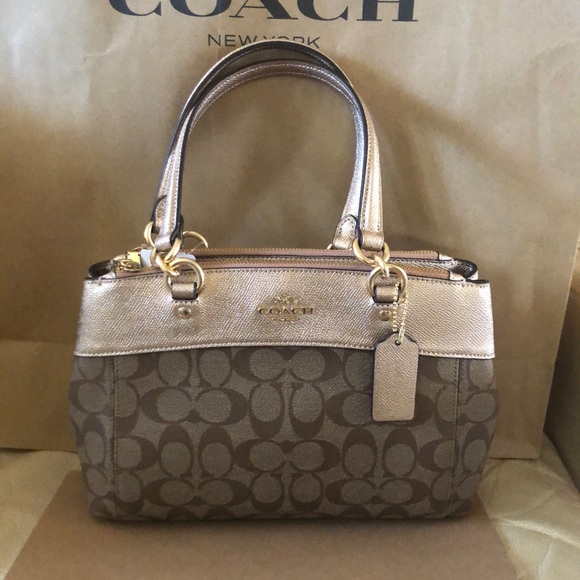 Coach | Bags | Coach Gold With Logo Print | Poshmark